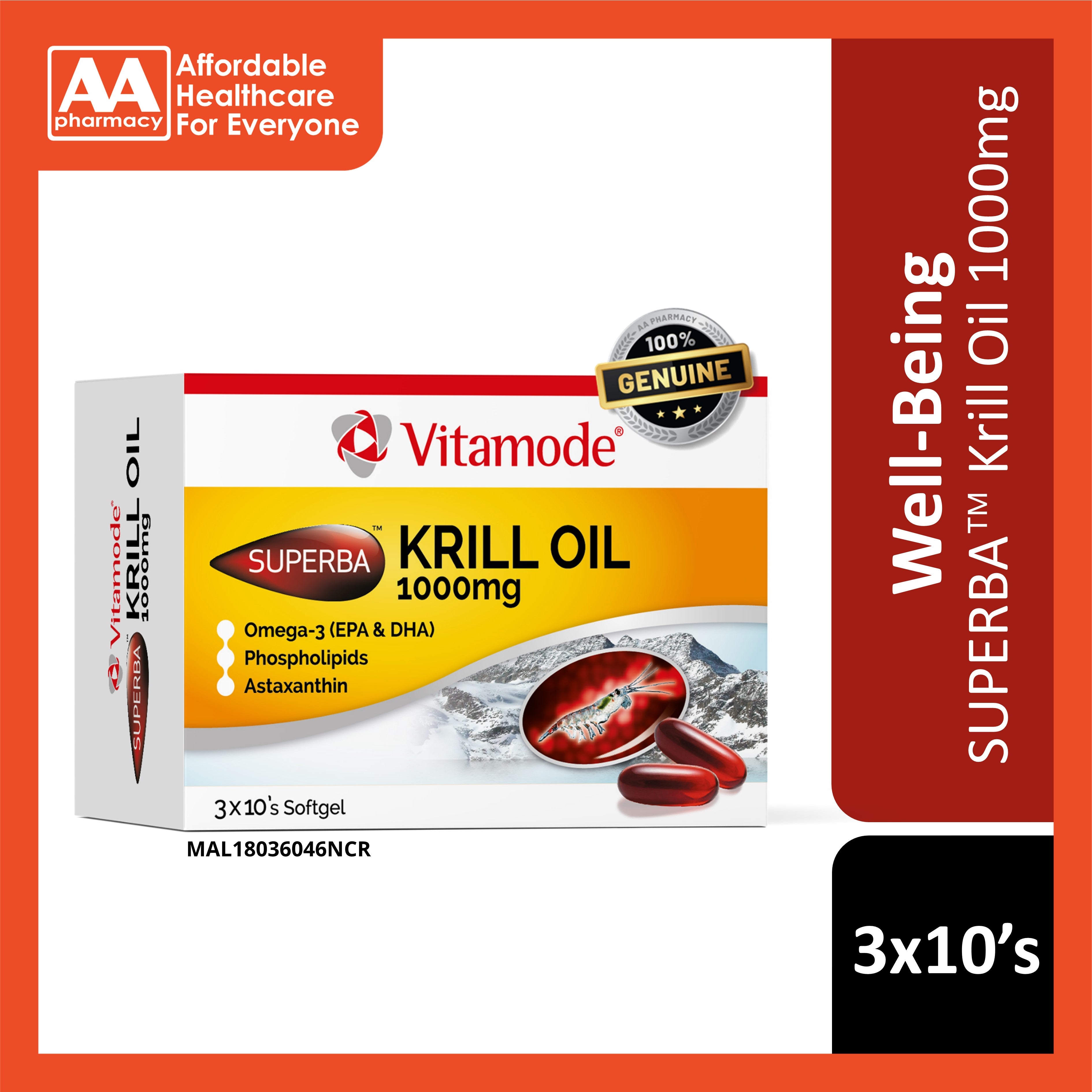 Vitamode Superba Krill Oil 1000mg Softgel 3x10's – AA Pharmacy