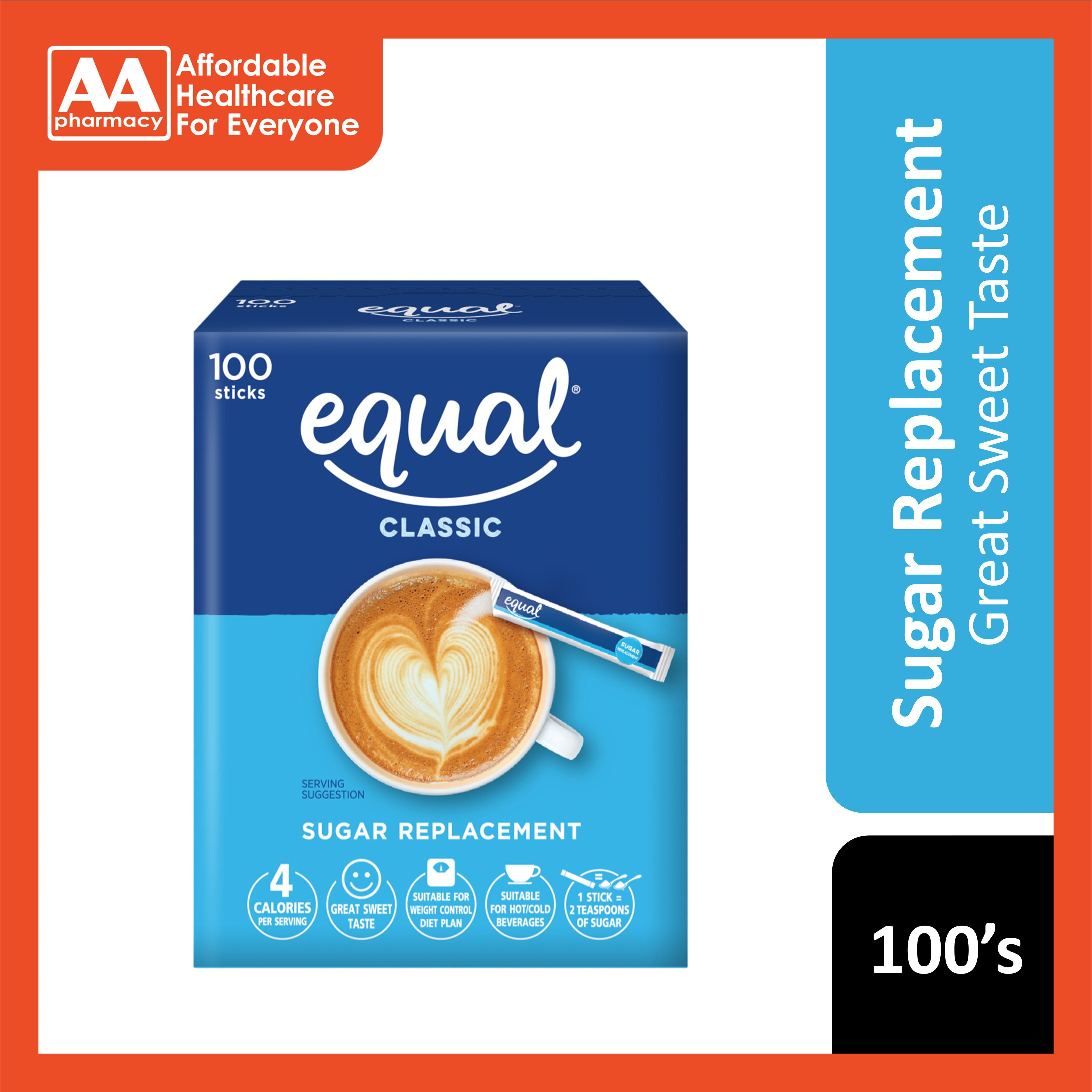 Equal Classic Stick Sachets 100's (Sugar Replacement) – AA Pharmacy
