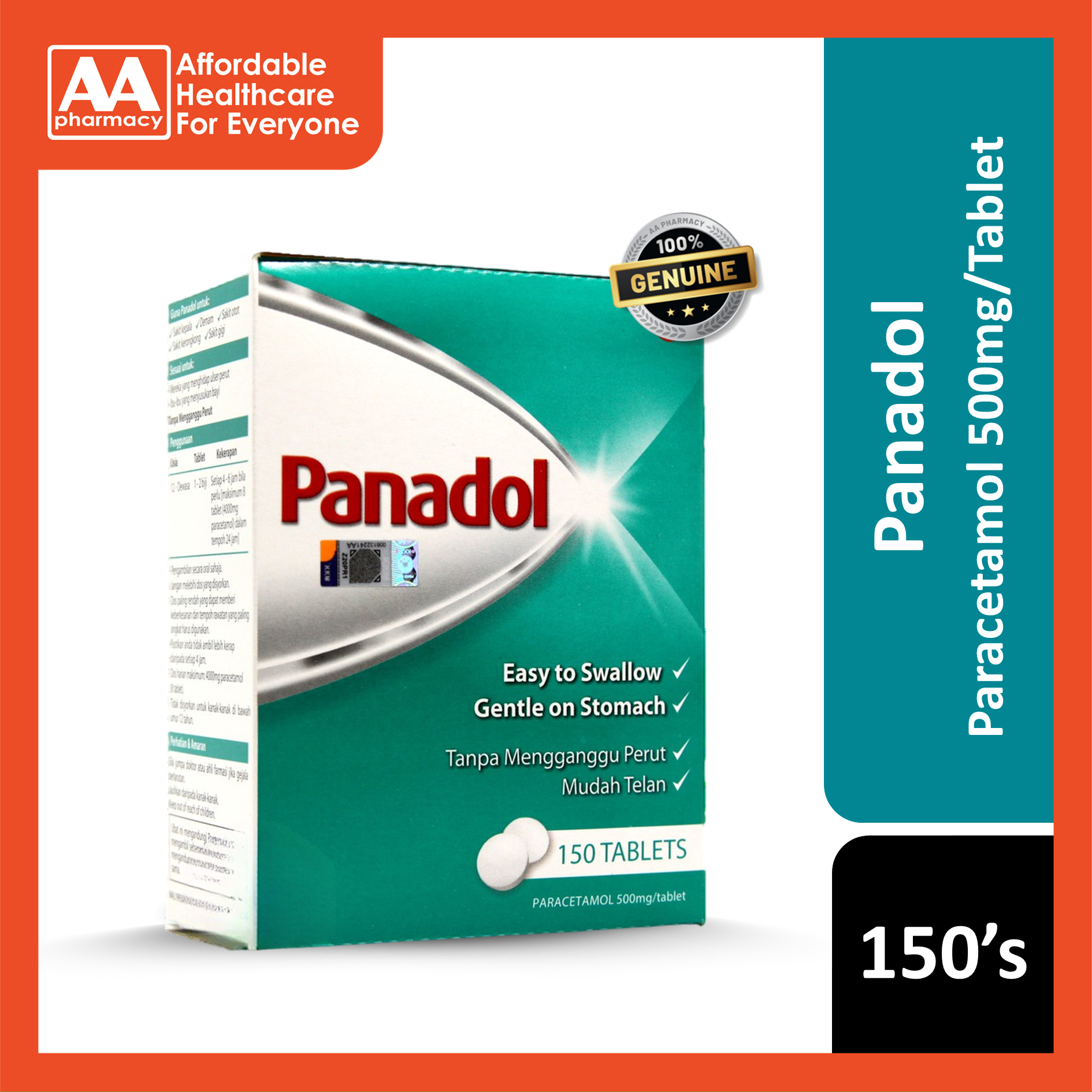Panadol 500mg Coated Tablet 150's – AA Pharmacy