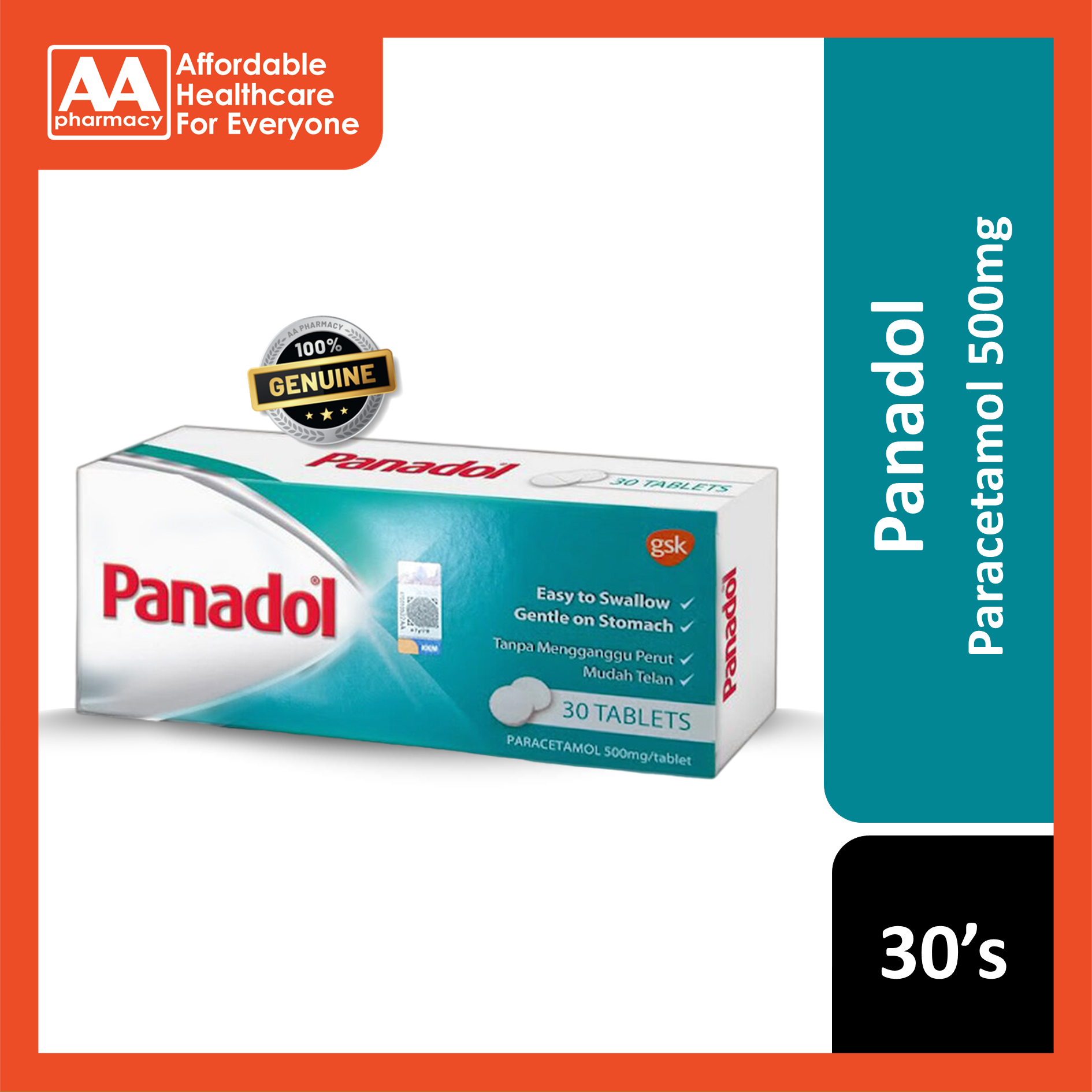 Panadol 500mg Coated Tablet 30s – AA Pharmacy