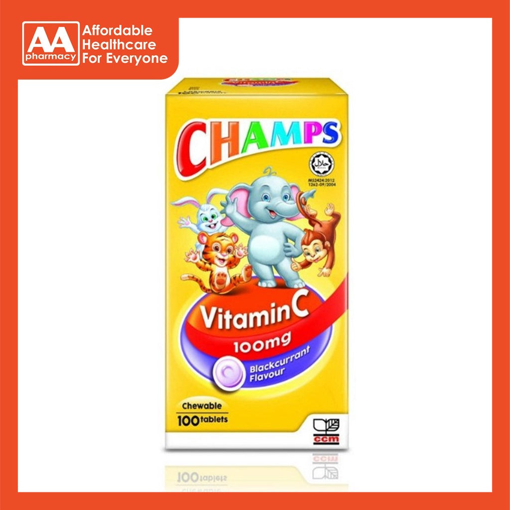 Champs Vitamin C 100mg Chewable Tablet 100's (Blackcurrant) – AA Pharmacy