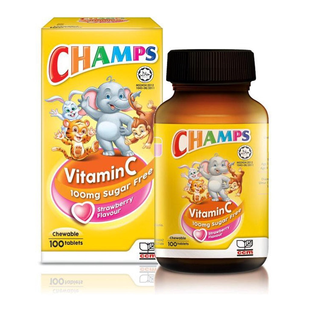 Champs Vit C 100mg [Strawberry] Tablet (100's) – AA Pharmacy