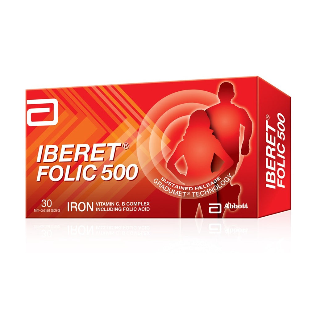 Iberet Folic 500 Film Coated Tablet 30's – AA Pharmacy