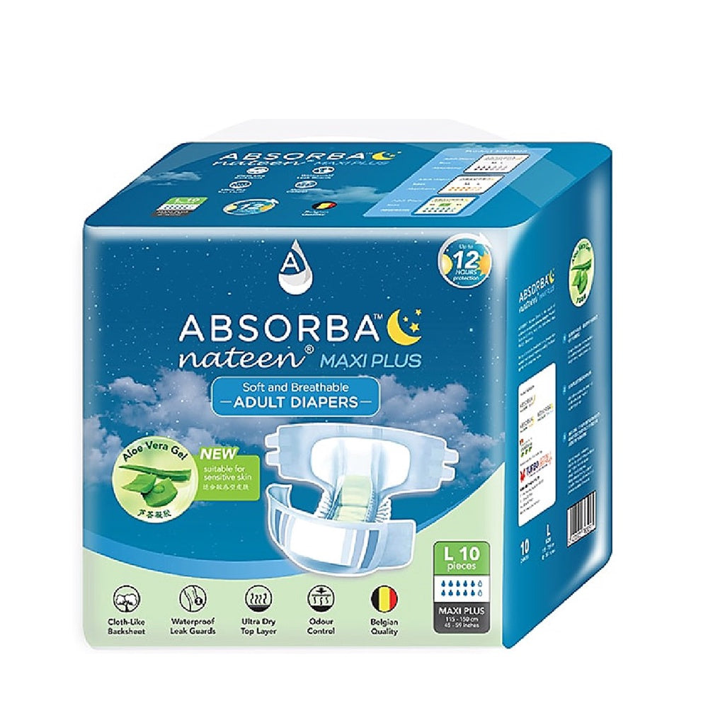 Absorba Nateen Maxi Plus Adult Diapers L Size 10's – AA Pharmacy