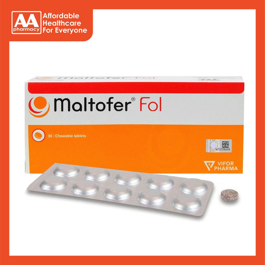 Maltofer Fol 100mg Chewable Tablet 30's – AA Pharmacy
