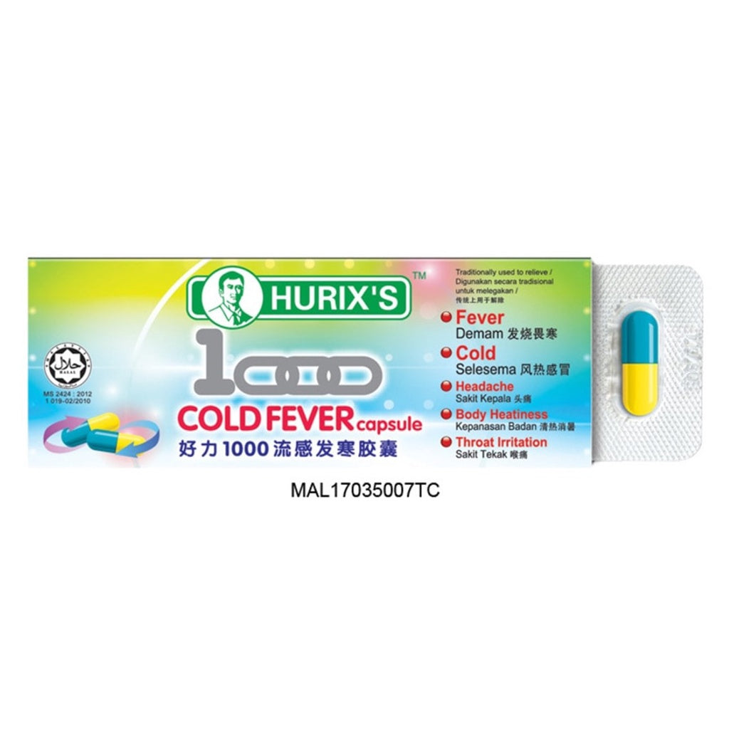 Hurix's 1000 Cold Fever Capsule 6's (Strip) – AA Pharmacy