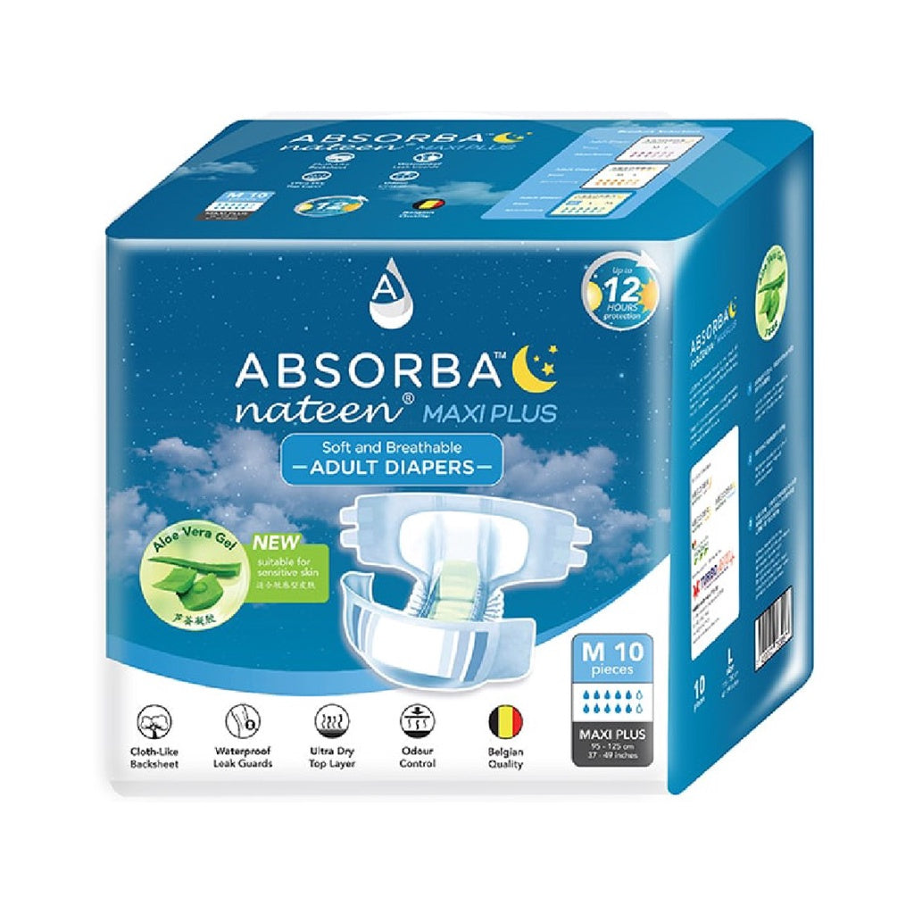 Absorba Nateen Maxi Plus Adult Diapers M Size 10's – AA Pharmacy