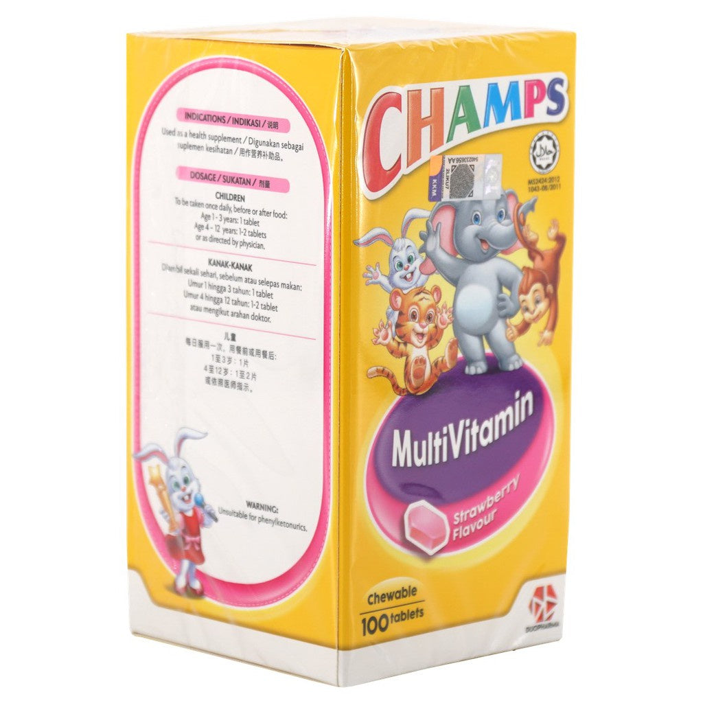 Champs Multivitamin Chewable Tablet 100's (Strawberry) – AA Pharmacy